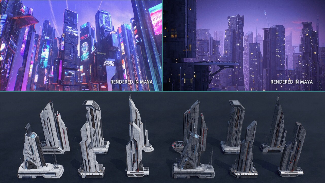 Scifi Cyberpunk Futuristic building Bundle | Unreal Monster